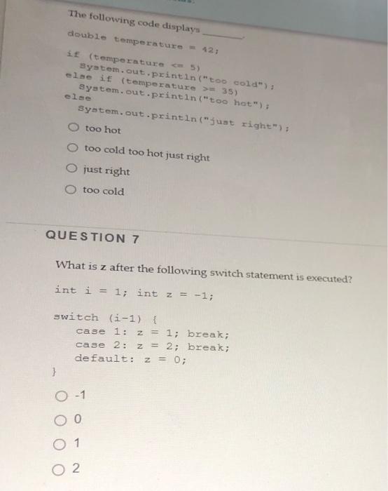 Solved The following code displays double temperature 421 it | Chegg.com