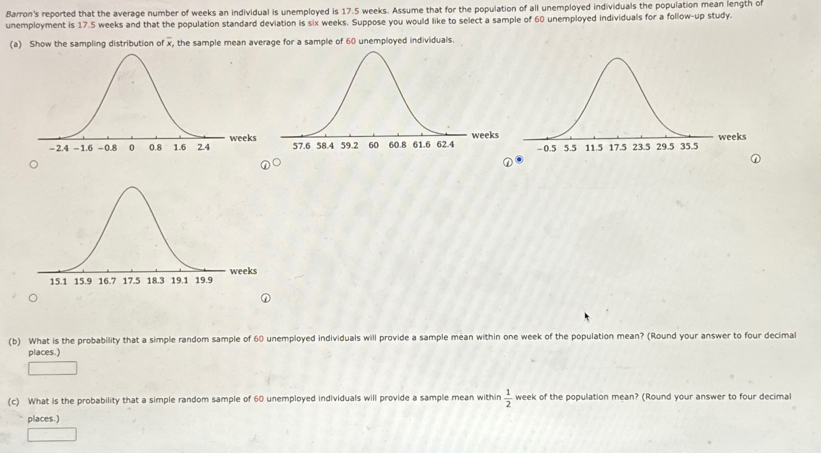 Solved (a) ﻿Show the sampling distribution of x‾, ﻿the | Chegg.com