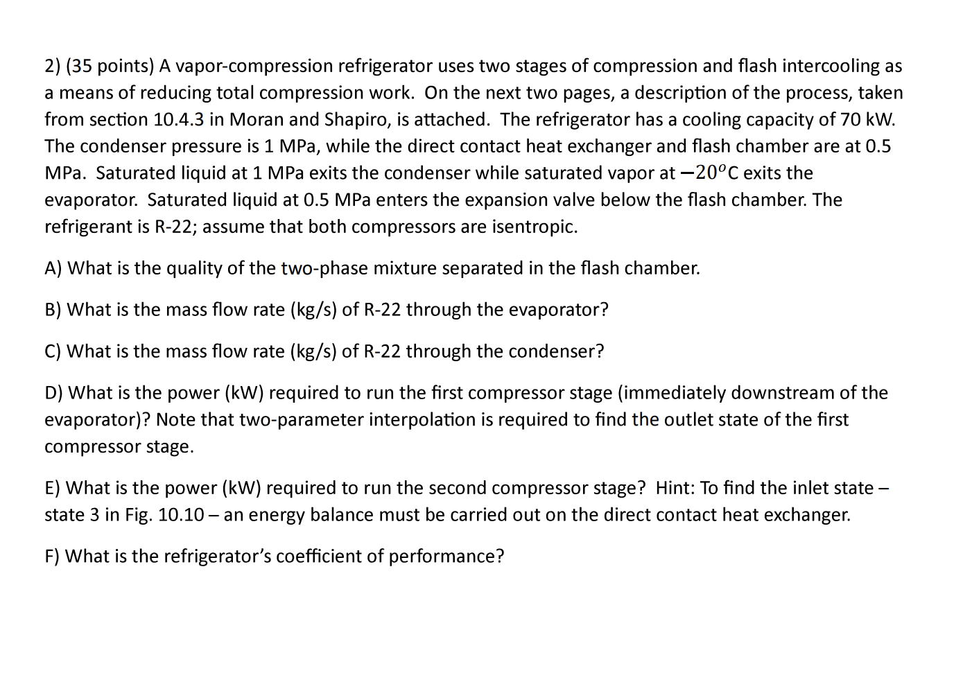 Solved 2) ( 35 ﻿points) ﻿A vapor-compression refrigerator | Chegg.com