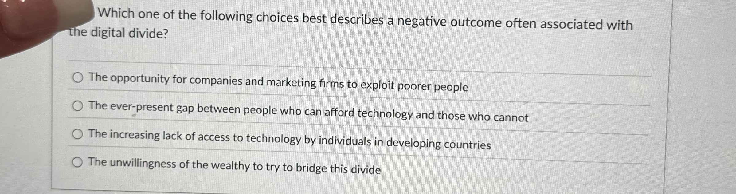 Solved Which one of the following choices best describes a | Chegg.com