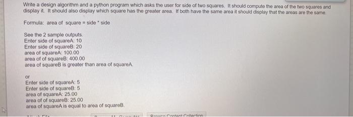 Solved Write a design algorithm and a python program which | Chegg.com
