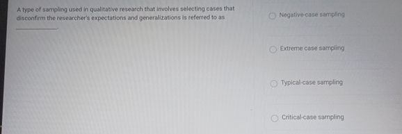 Solved A type of sampling used in qualitative research that | Chegg.com