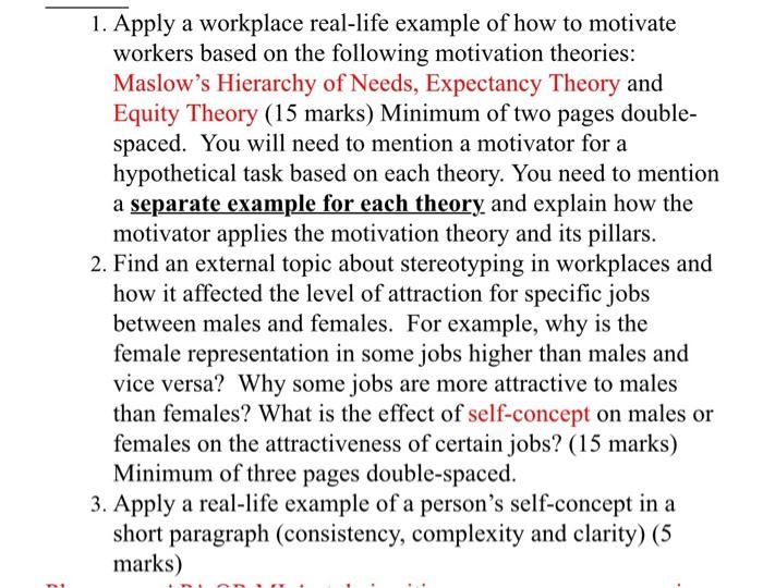 1. Apply a workplace real-life example of how to | Chegg.com