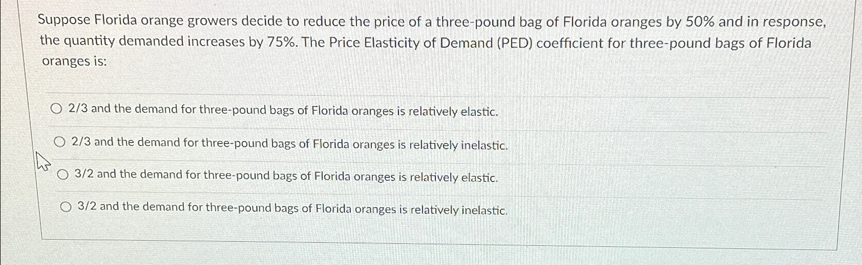 Solved Suppose Florida orange growers decide to reduce the | Chegg.com