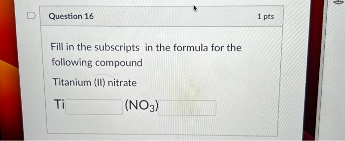 Fill In The Correct Subscript In The Formula For The