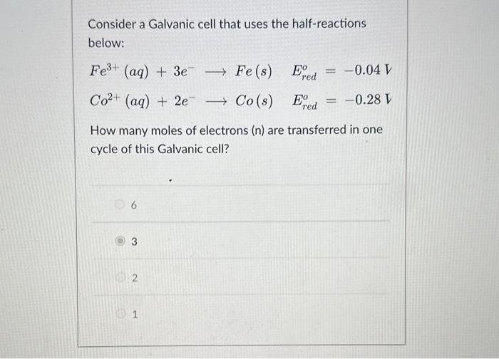Solved Consider a Galvanic cell that uses the half-reactions | Chegg.com