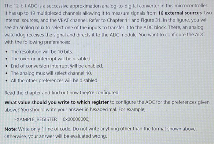 Solved The 12-bit ADC is a successive approximation | Chegg.com