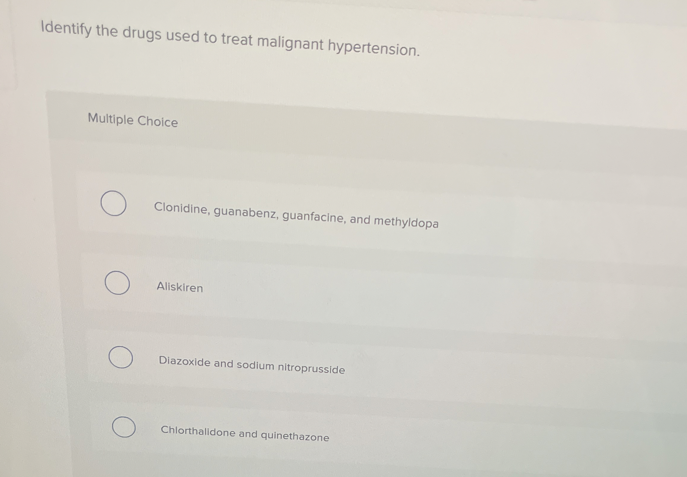 Solved Identify the drugs used to treat malignant | Chegg.com