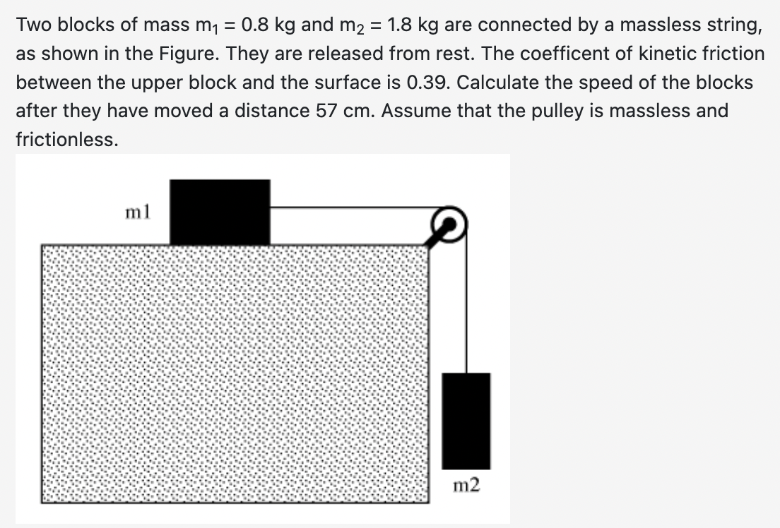 Solved Two blocks of mass m1=0.8kg ﻿and m2=1.8kg ﻿are | Chegg.com