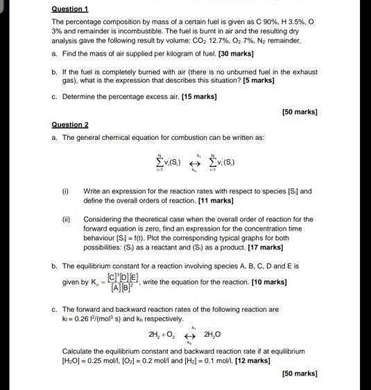 Solved Question 1 The percentage composition by mass of a | Chegg.com
