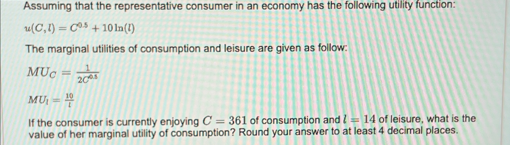 Solved Assuming that the representative consumer in an | Chegg.com