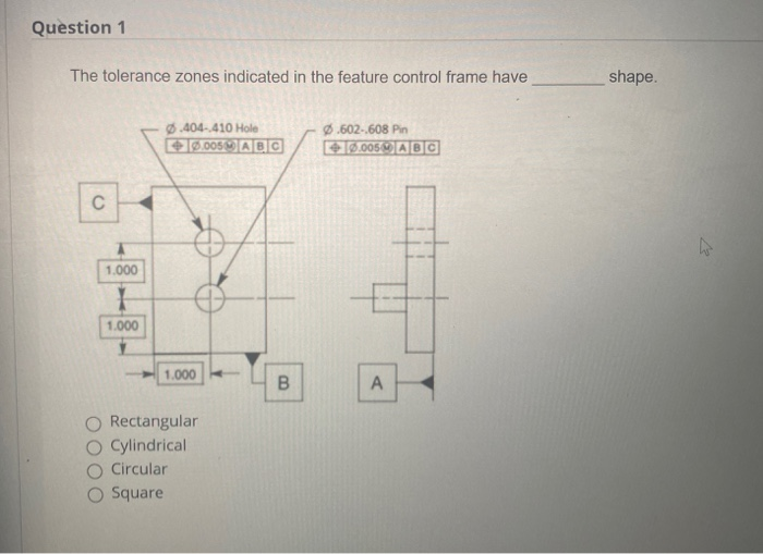 Solved Question 1 The tolerance zones indicated in the | Chegg.com