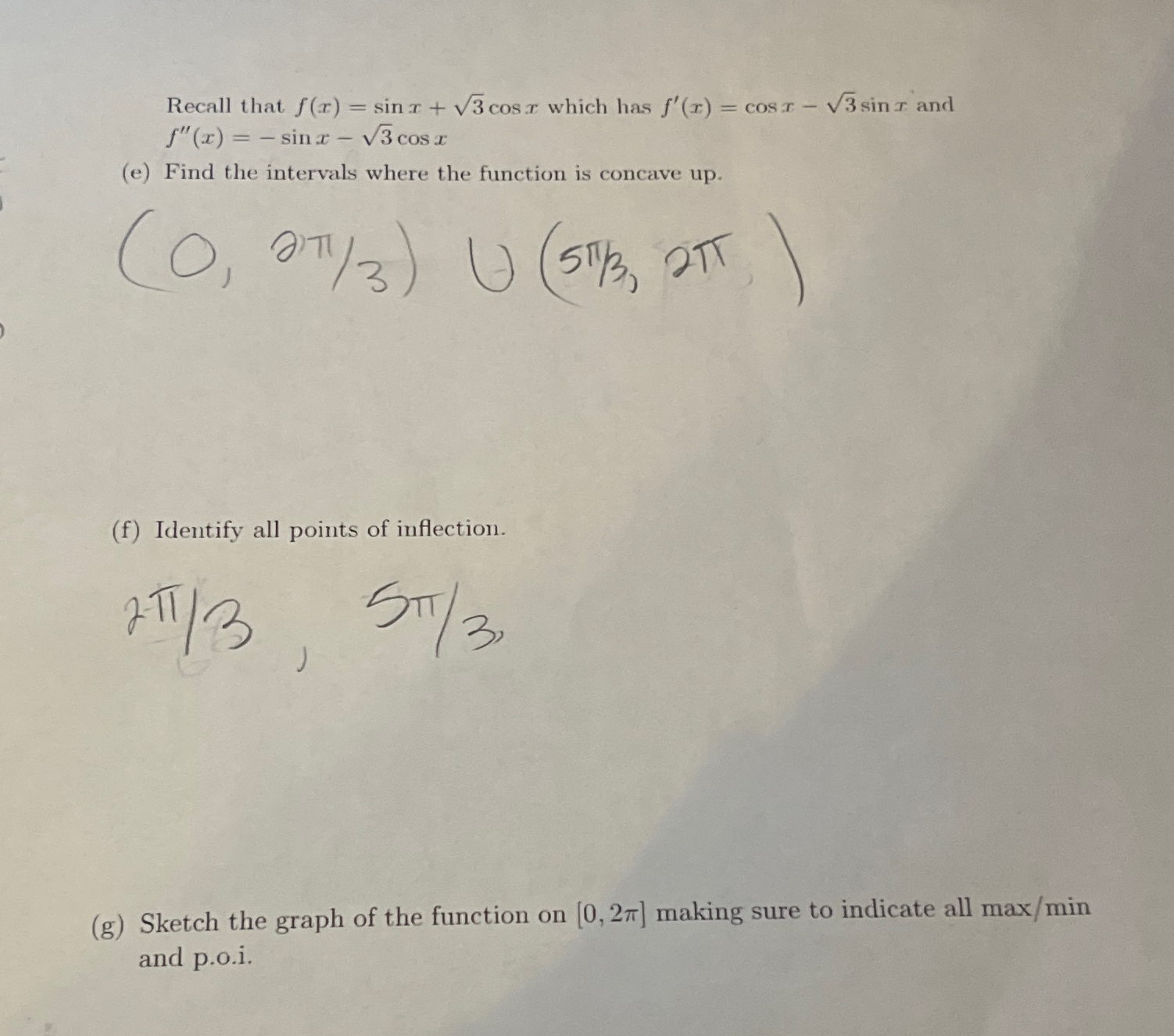 Solved Recall that f(x)=sinx+32cosx ﻿which has | Chegg.com