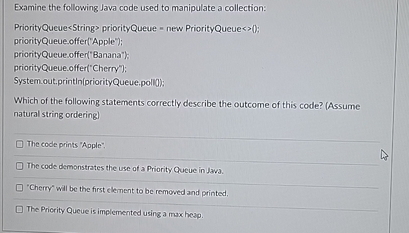Solved Examine the following Java code used to manipulate a | Chegg.com