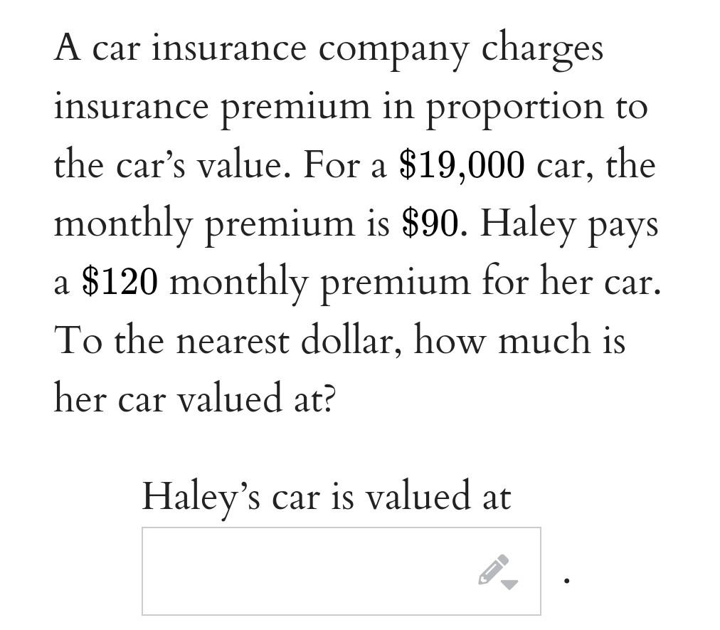 Solved A car insurance company charges insurance premium in | Chegg.com