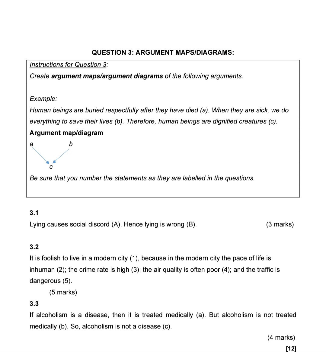 Solved QUESTION 3: ARGUMENT MAPS/DIAGRAMS:Instructions for | Chegg.com