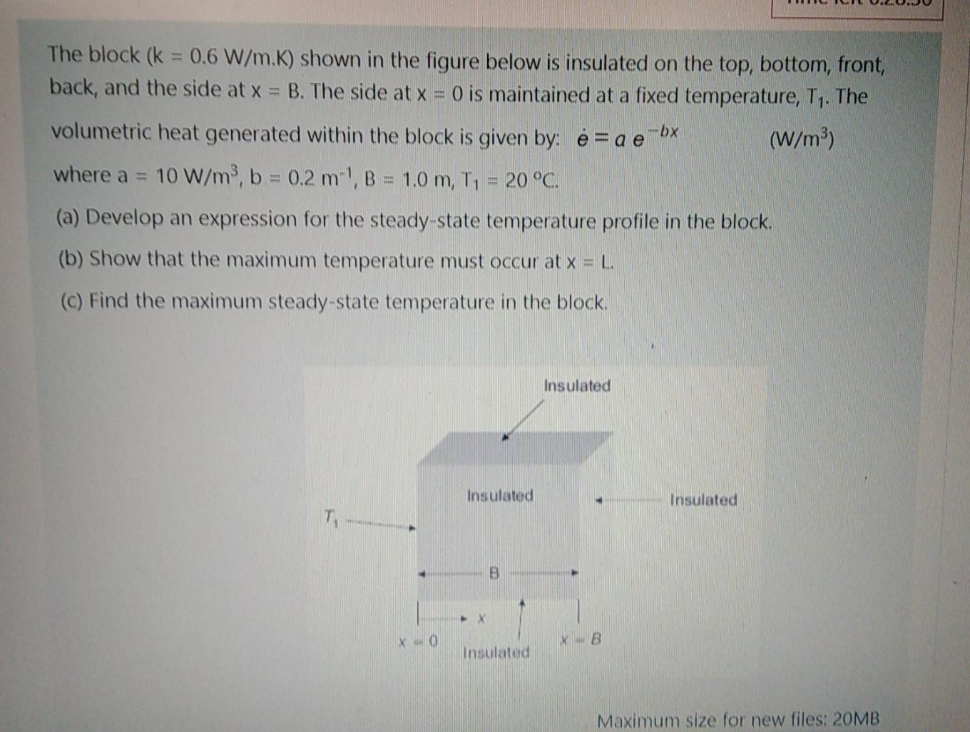 Solved The block (k = 0.6 W/m.K) shown in the figure below | Chegg.com