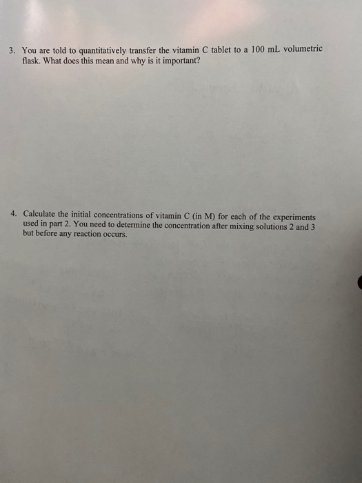 Solved Prelab Assignment - Experiment 3: The Rate of Vitamin | Chegg.com