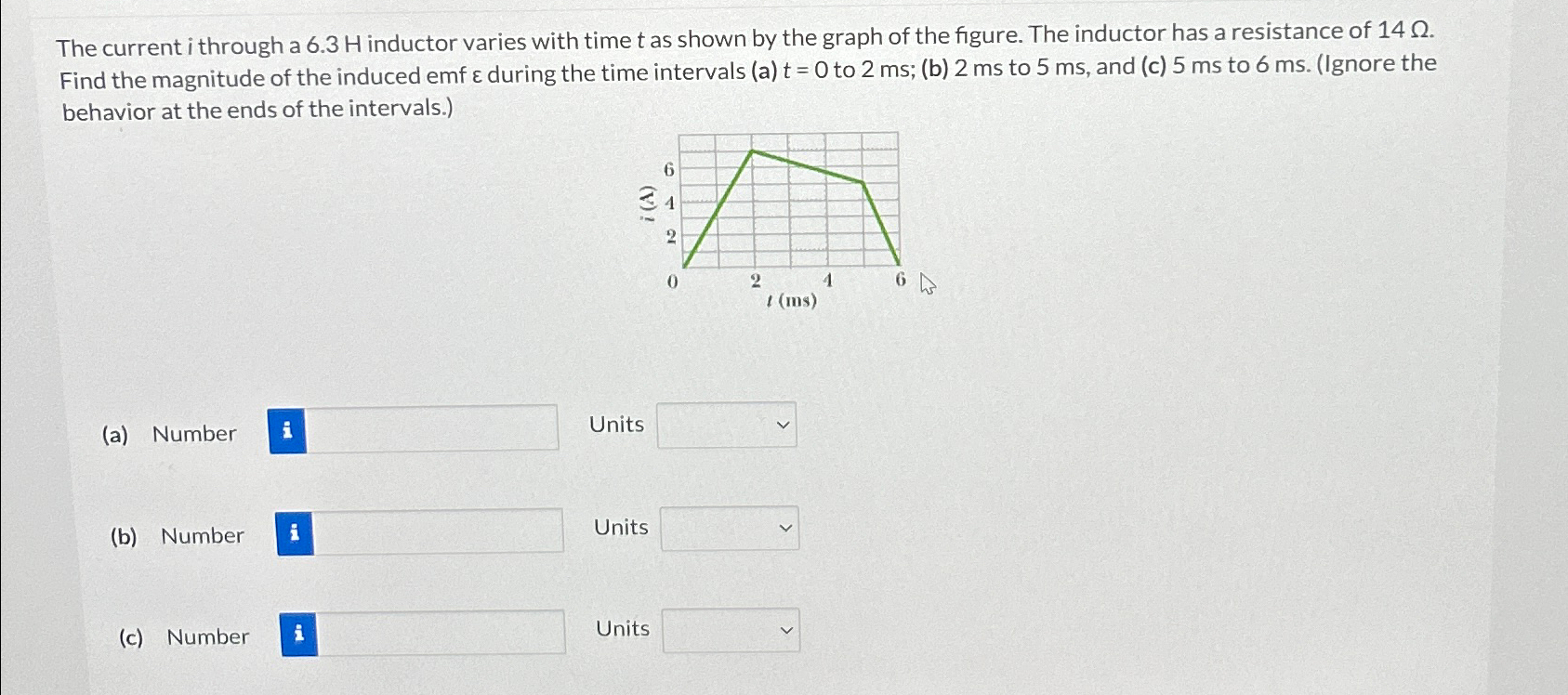 Solved The current i through a 6.3H ﻿inductor varies with | Chegg.com