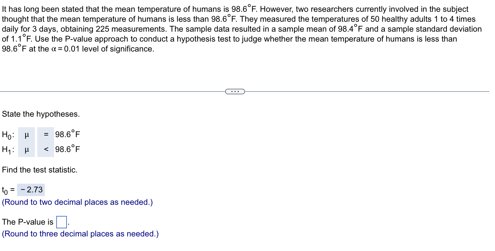 Solved It has long been stated that the mean temperature of | Chegg.com