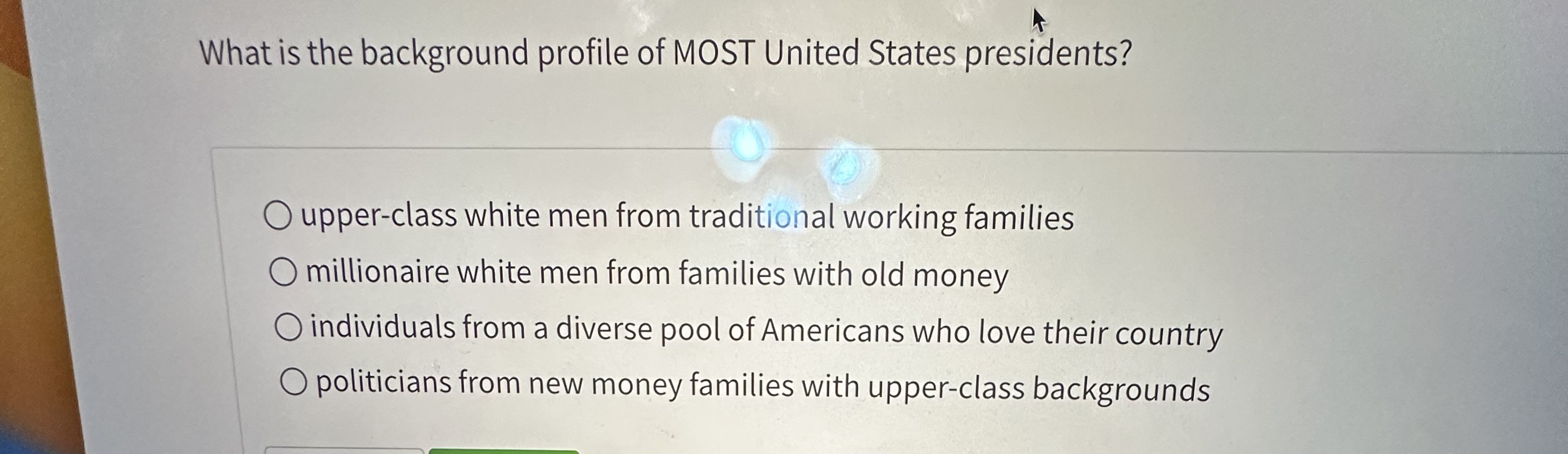 Solved What is the background profile of MOST United States | Chegg.com