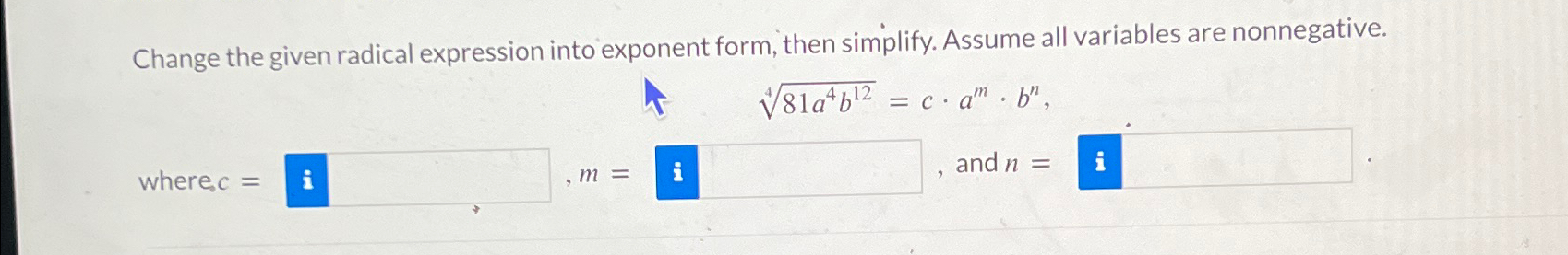 Solved Change the given radical expression into exponent | Chegg.com