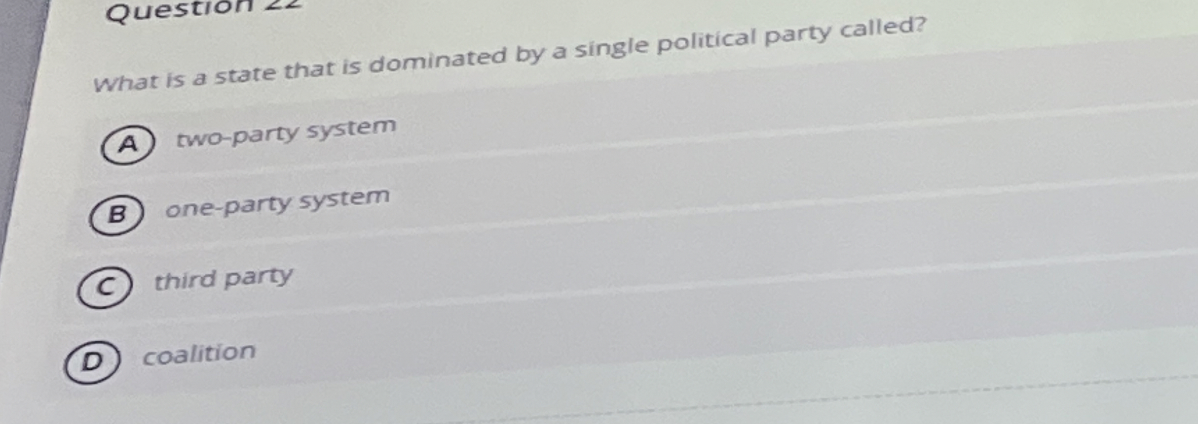 Solved What is a state that is dominated by a single | Chegg.com