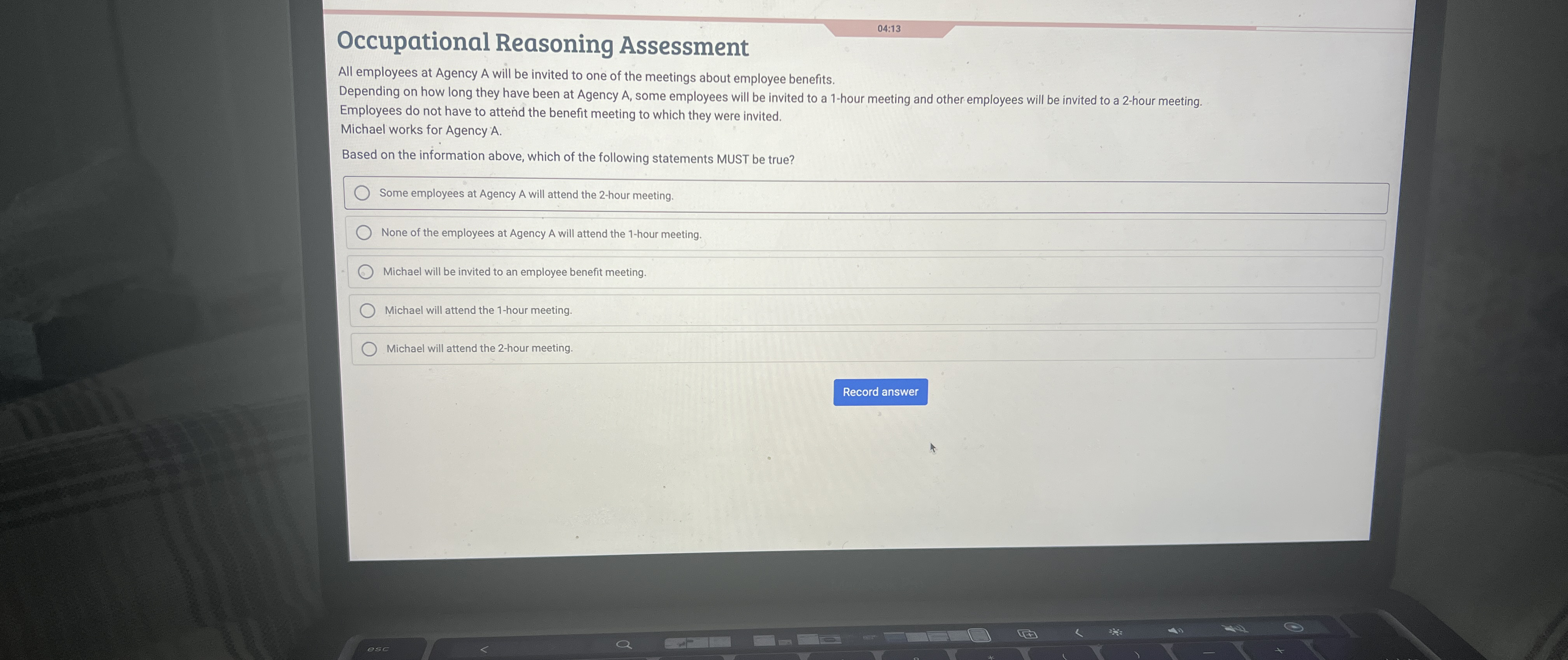 Solved Occupational Reasoning AssessmentAll employees at | Chegg.com