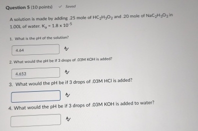 Solved Question 5 (10 ﻿points) ﻿simedA solution is made by | Chegg.com