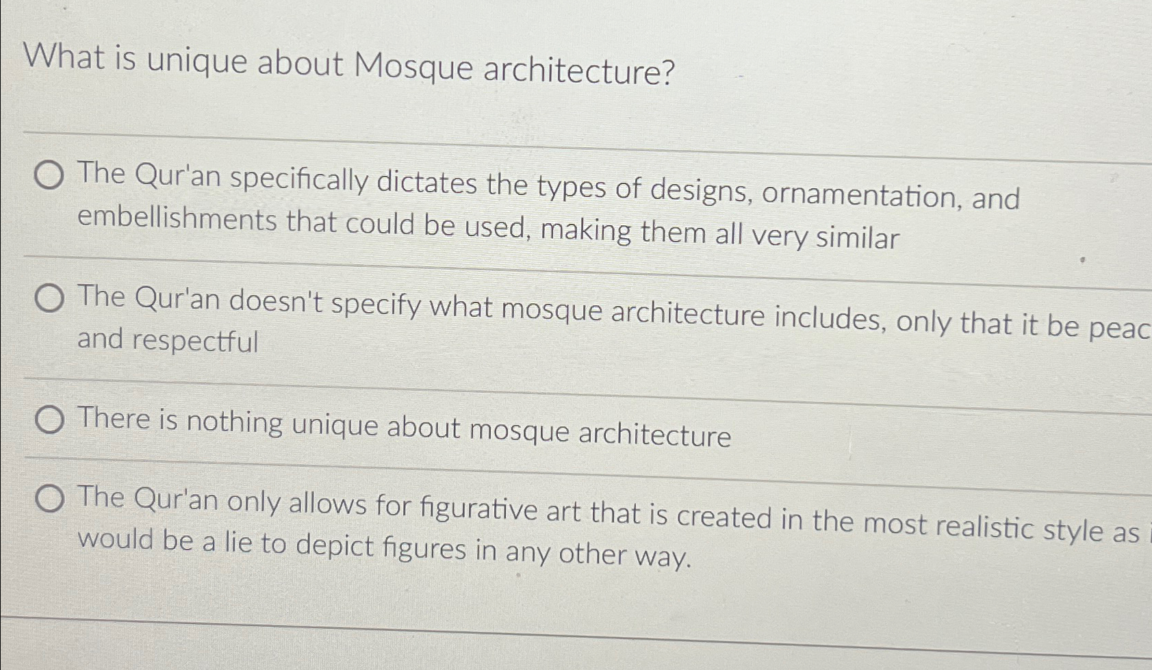Solved What is unique about Mosque architecture?The Qur'an | Chegg.com