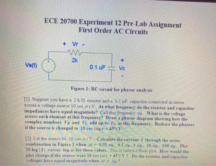 Solved ECE 20700 Experiment 12 Pre-Lab Assignment First | Chegg.com