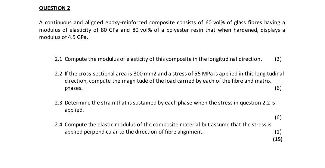 Solved QUESTION 2 A continuous and aligned epoxy-reinforced | Chegg.com