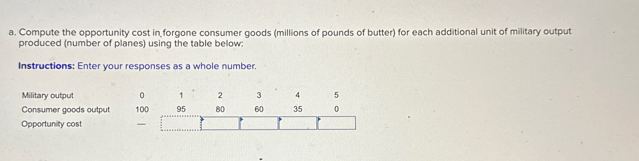 Solved a. ﻿Compute the opportunity cost in, ﻿forgone | Chegg.com