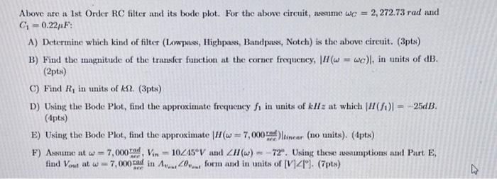Solved Bode Plot of 1st Order AC CircutAbove are a lst Order | Chegg.com