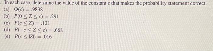Solved In each case determine the value of the constant c | Chegg.com