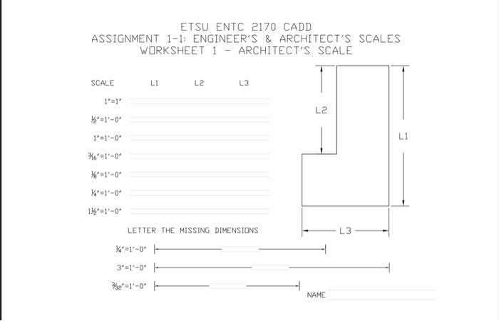 ETSU ENTC 2170 CADD ASSIGNMENT 1-1: ENGINEER'S \& | Chegg.com