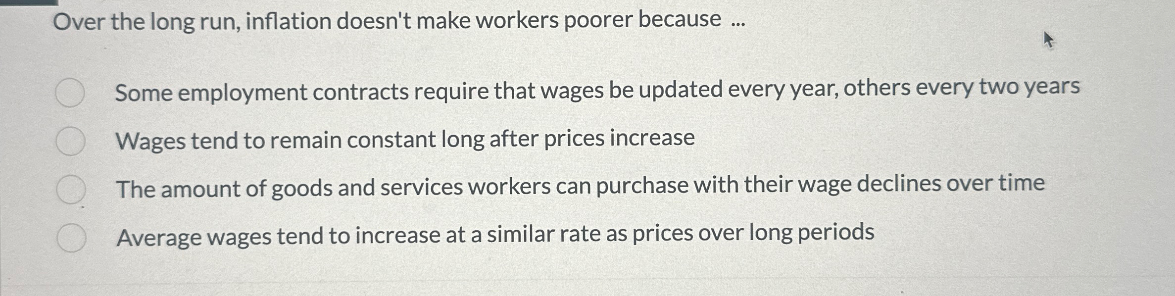 Solved Over the long run, inflation doesn't make workers | Chegg.com