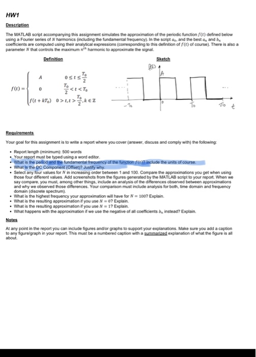Solved HW1 Description The MATLAB script accompanying this | Chegg.com