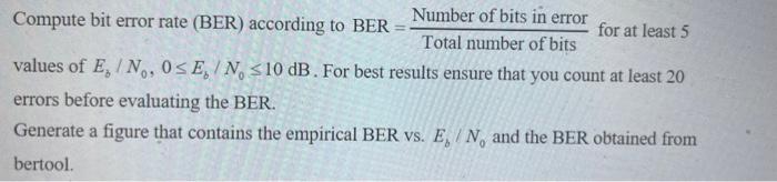 Solved Compute bit error rate (BER) according to BER= Total | Chegg.com