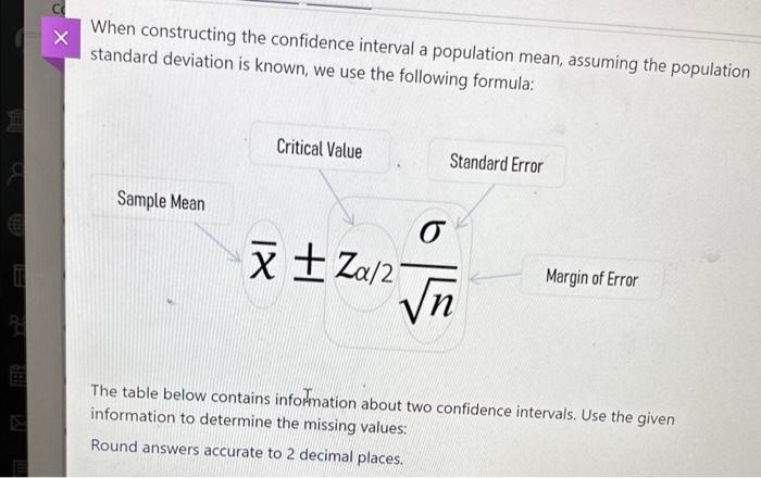 Solved When constructing the confidence interval a | Chegg.com