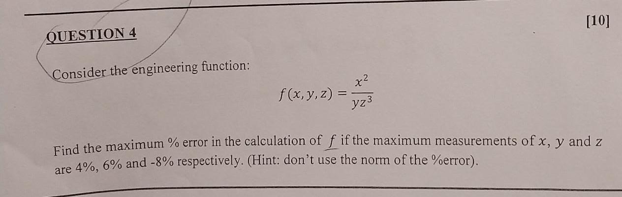 Solved Consider the engineering function: f(x,y,z)=yz3x2 | Chegg.com
