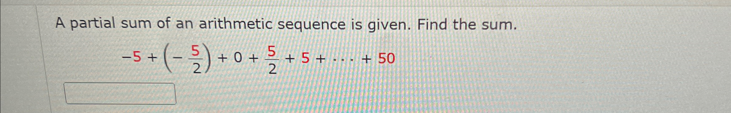 Solved A Partial Sum Of An Arithmetic Sequence Is Given