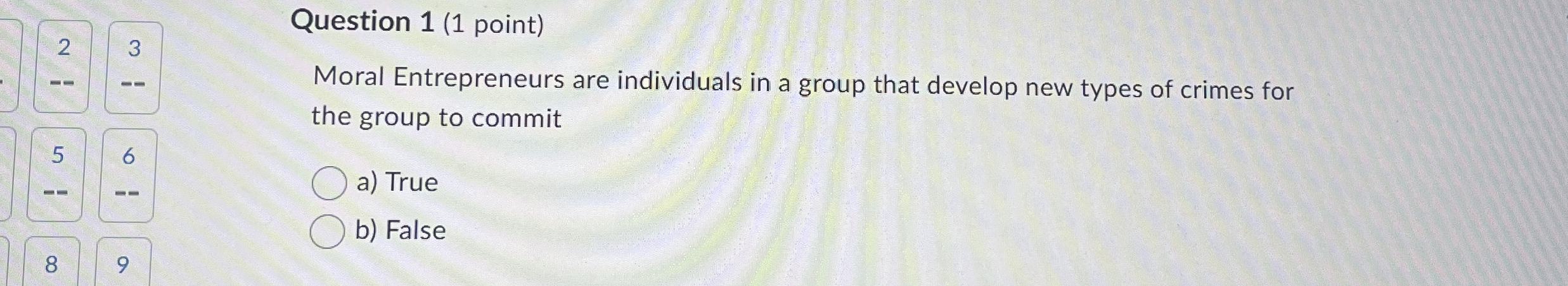 Solved Question 1 (1 ﻿point)Moral Entrepreneurs are | Chegg.com