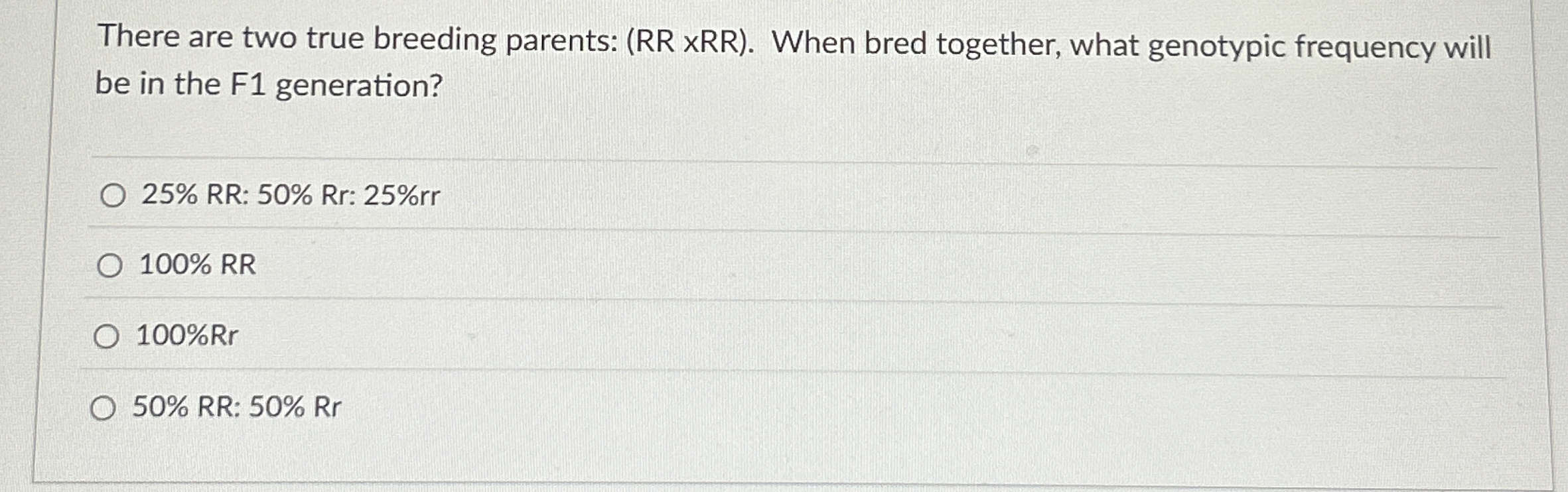 Solved There are two true breeding parents: (RR ×RR. ﻿When | Chegg.com