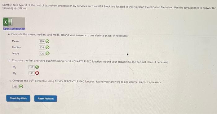 Solved Sample data typical of the cost of tax-return | Chegg.com