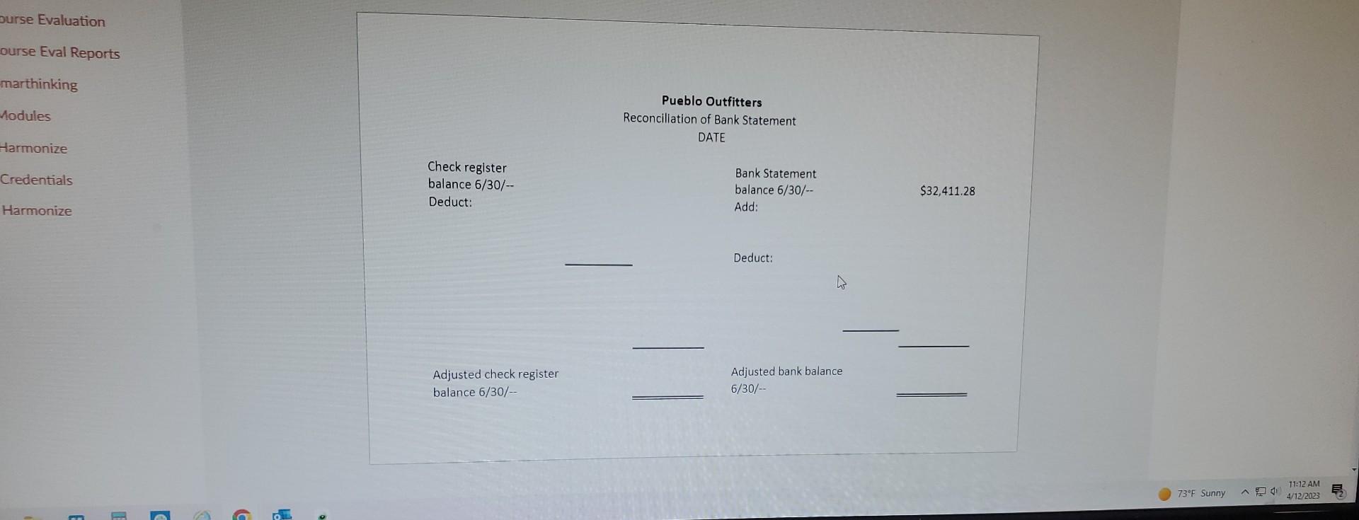 Balancing the monthly bank account statements with | Chegg.com