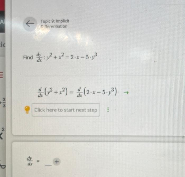 Solved Topic 9: Implicit Differentiation Find | Chegg.com