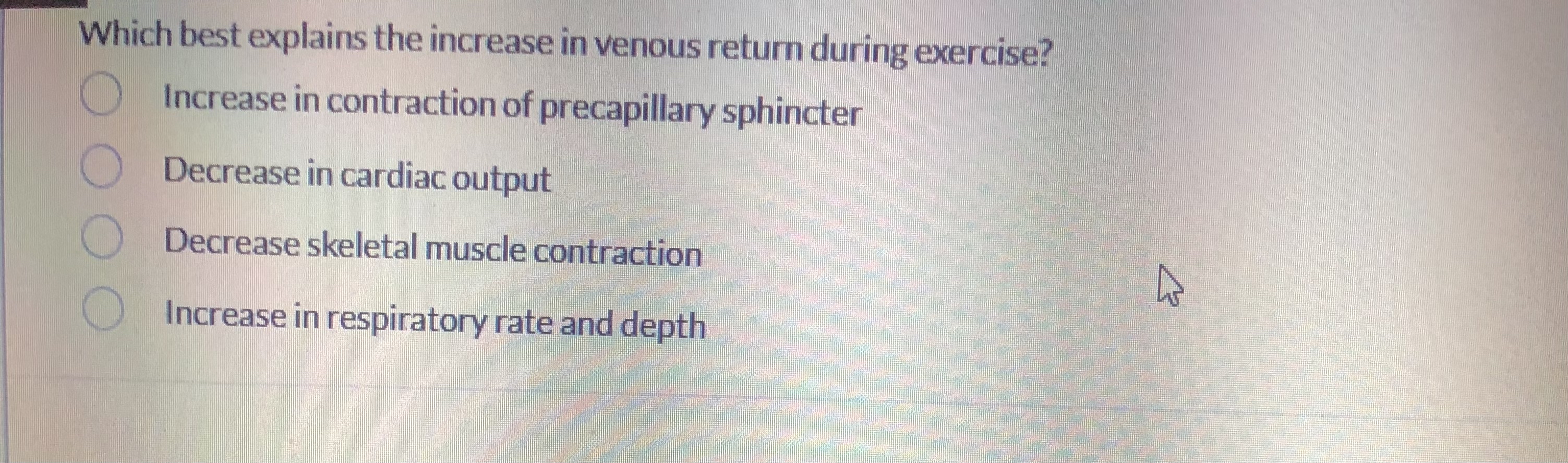 Solved Which best explains the increase in venous return | Chegg.com