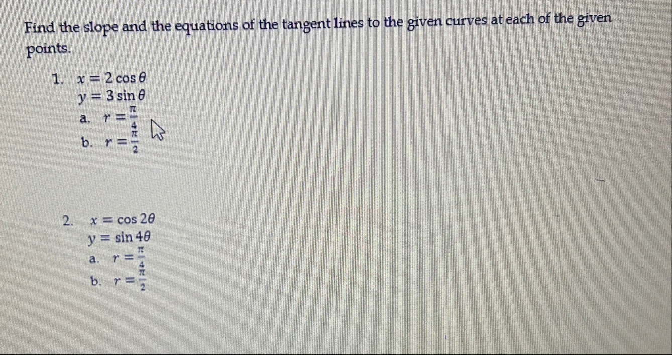 Solved Find the slope and the equations of the tangent lines | Chegg.com