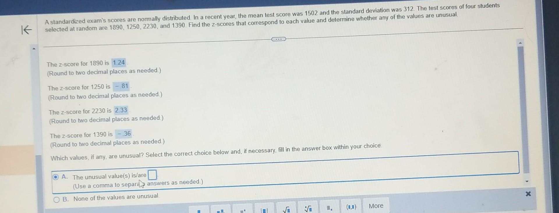 Solved A standardized exam's scores are normally | Chegg.com
